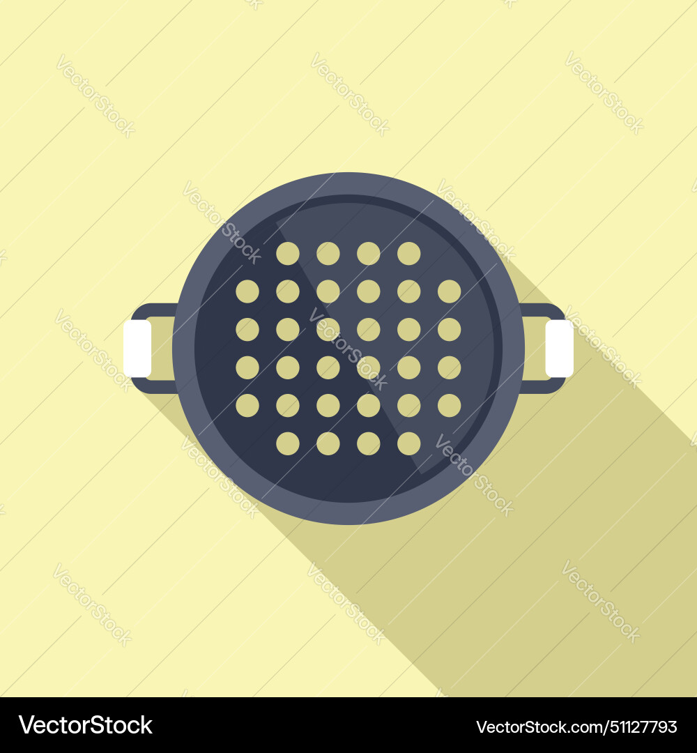 Top view colander icon flat drain tool Royalty Free Vector