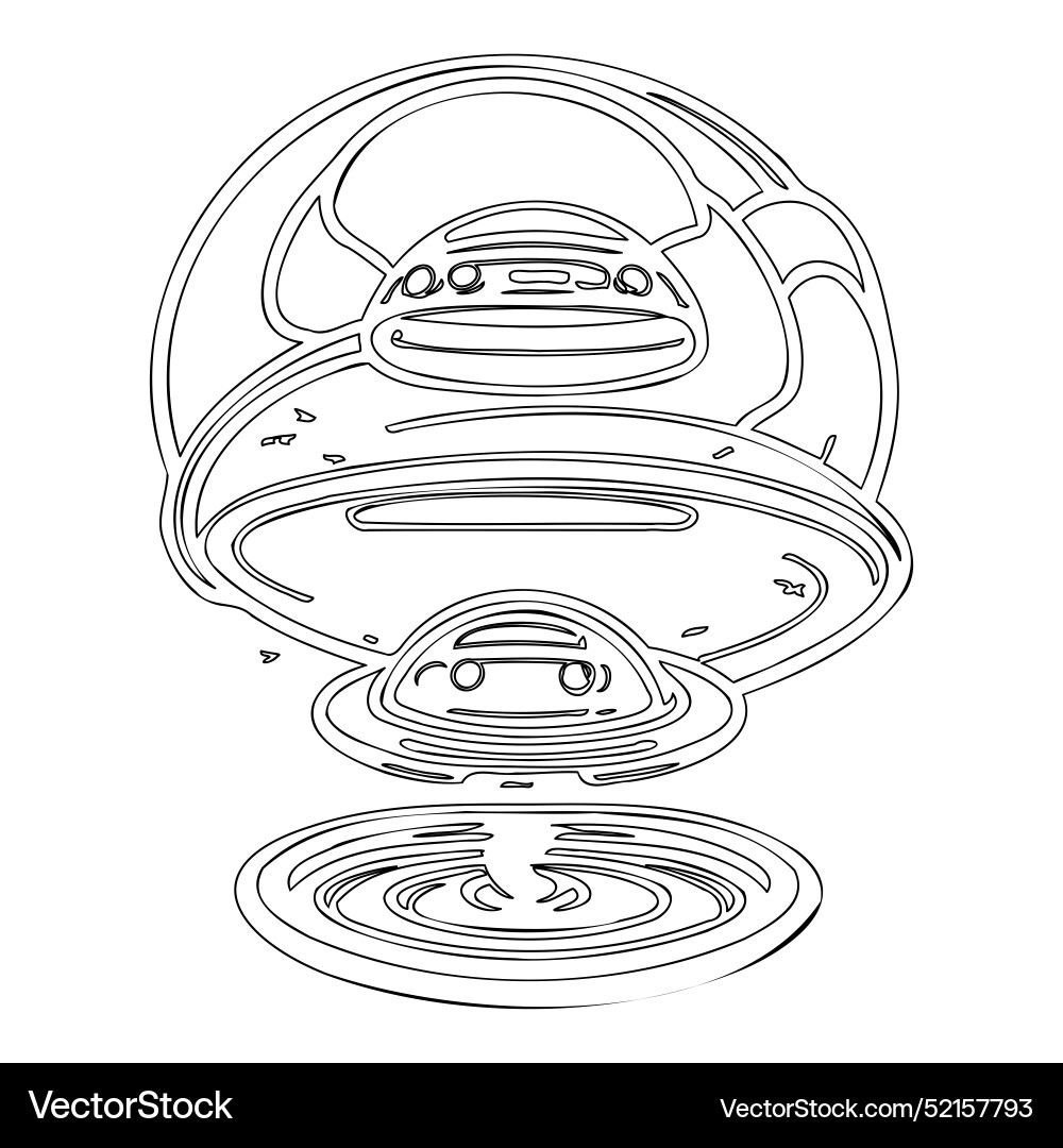 Ufo outline sketch Royalty Free Vector Image - VectorStock