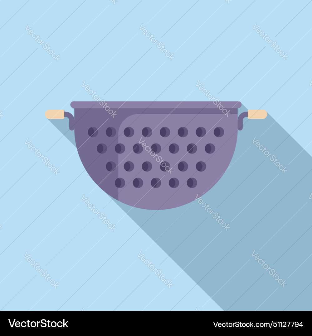 Drainer tool object icon flat colander Royalty Free Vector