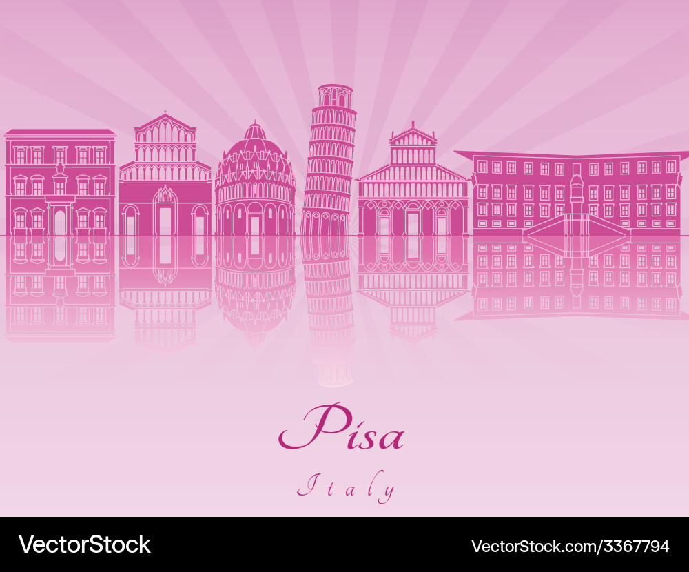 Pisa skyline in purple radiant orchid Royalty Free Vector
