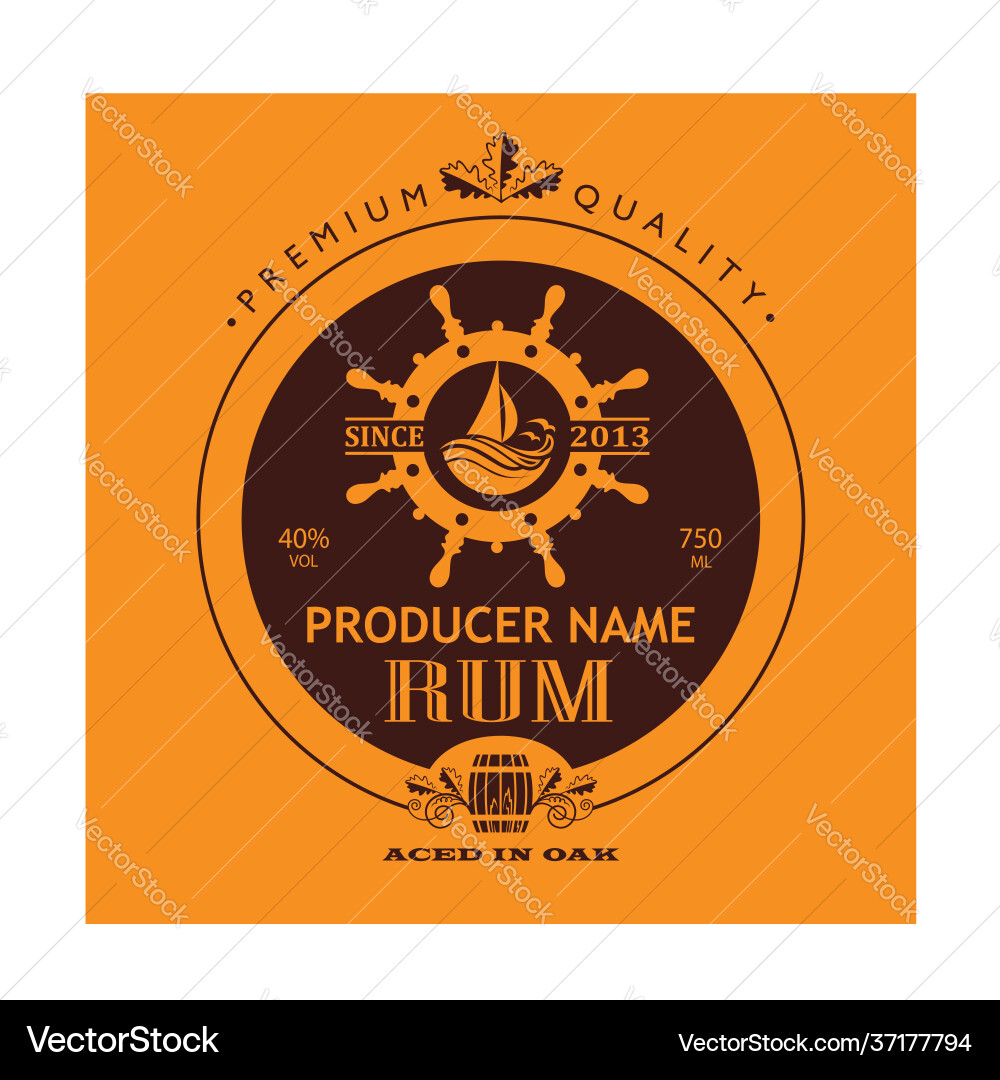 Template rum label Royalty Free Vector Image - VectorStock