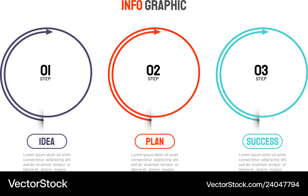 Thin line infographic elements 3 step Royalty Free Vector