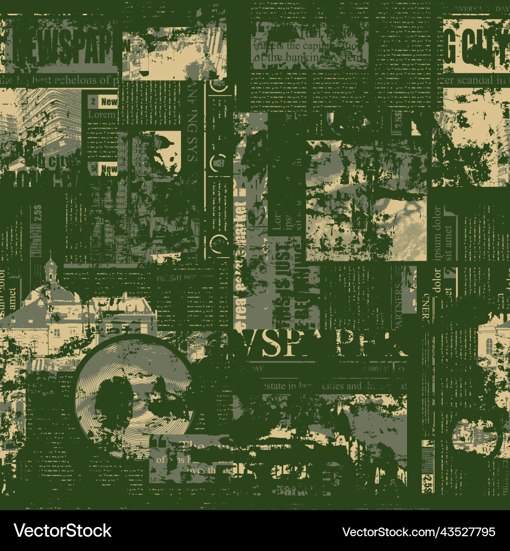 Abstract seamless pattern on a newspaper theme Vector Image