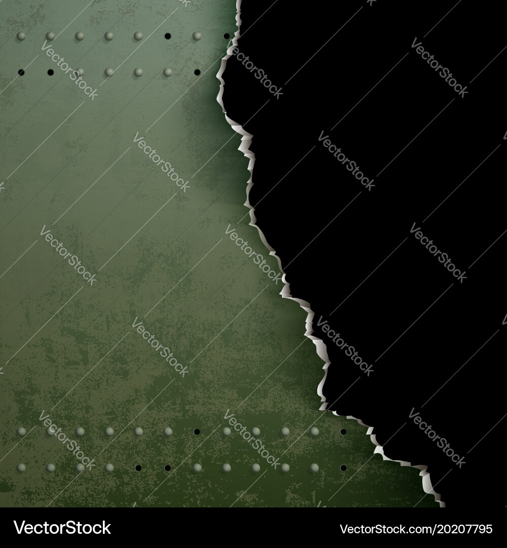Background of torn metal with rivets Royalty Free Vector