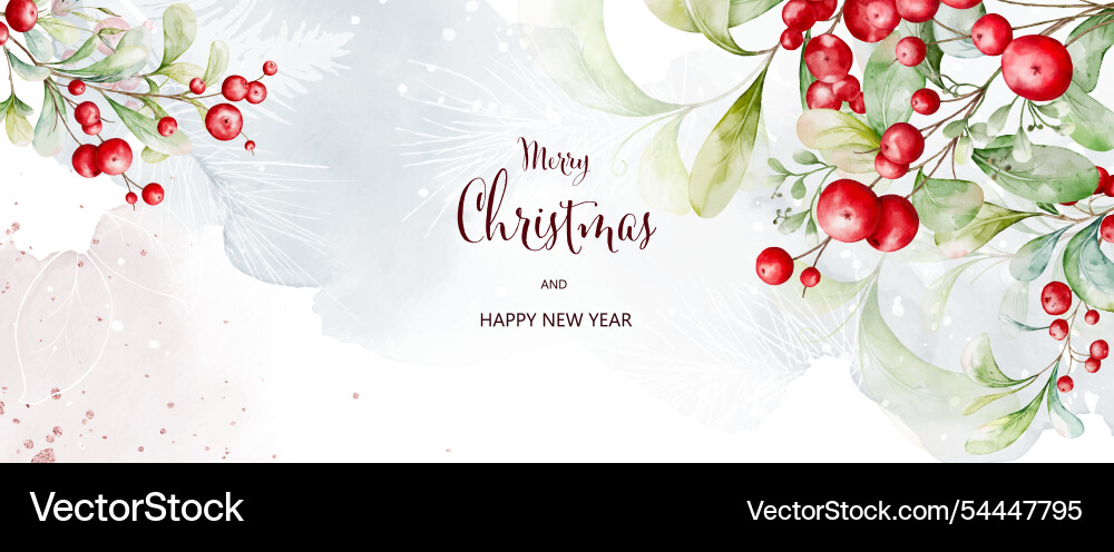 Christmas background decorated with berries on Vector Image