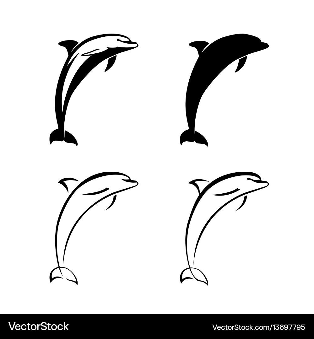 Dolphin logo sign set isolated Royalty Free Vector Image