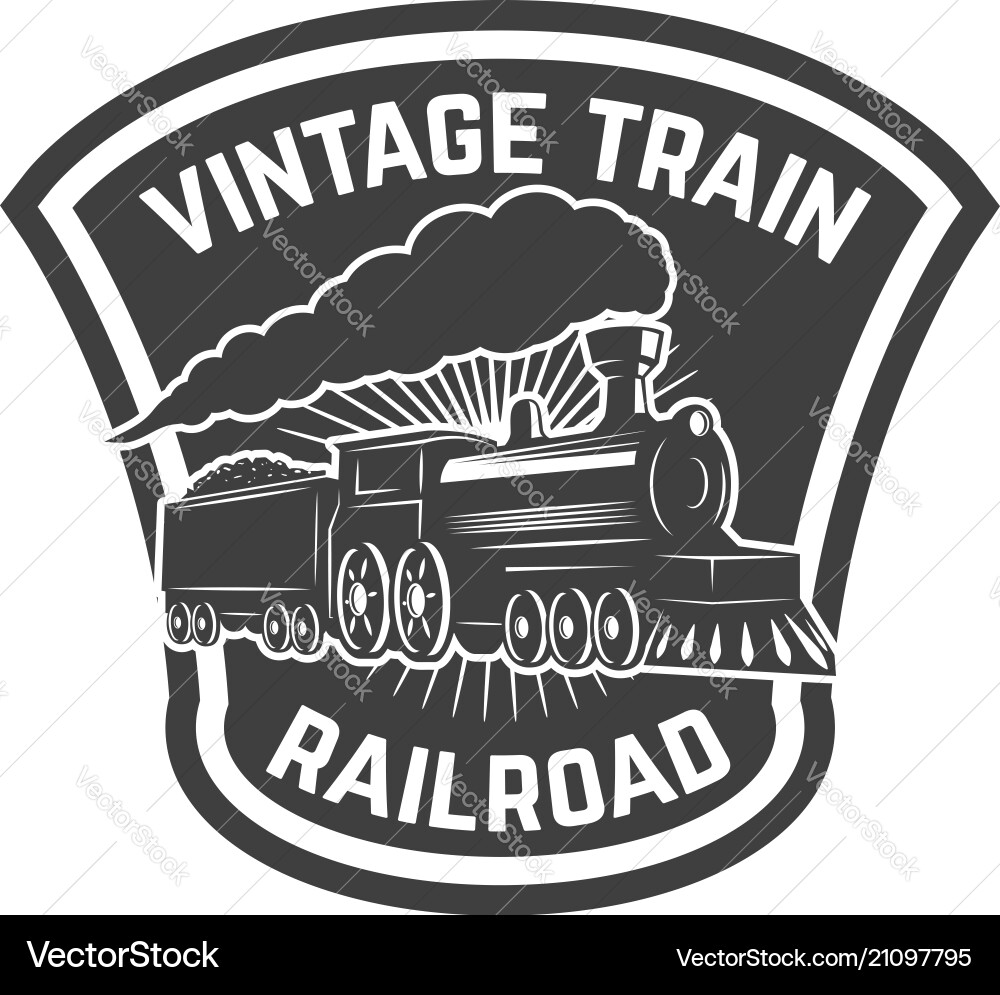 Emblem template with retro train rail road Vector Image