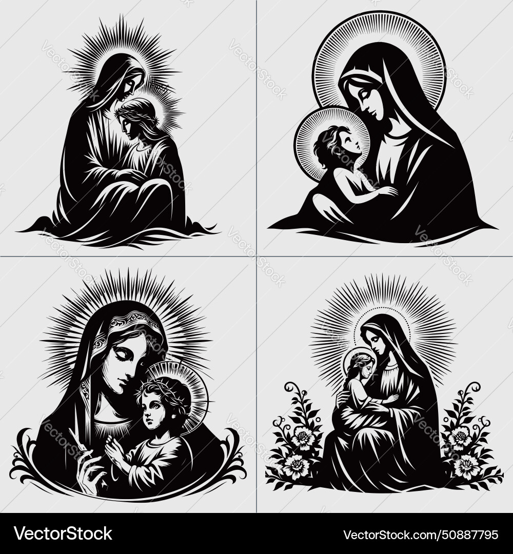 Mother of jesus virgin mary mother jesus blessed Vector Image