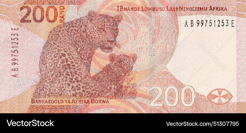 Reverse high polygonal pixel mosaic banknote 200 Vector Image