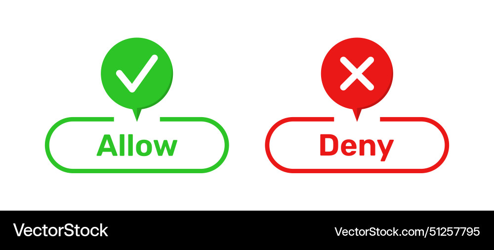 Right and wrong symbols with allow deny Royalty Free Vector
