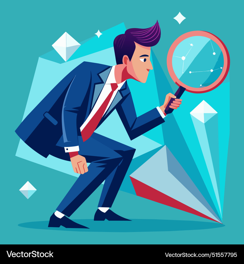 Searching for rare gem valuable diamond Royalty Free Vector