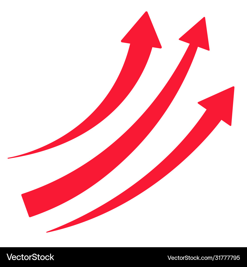 Set red arrows pointing up Royalty Free Vector Image