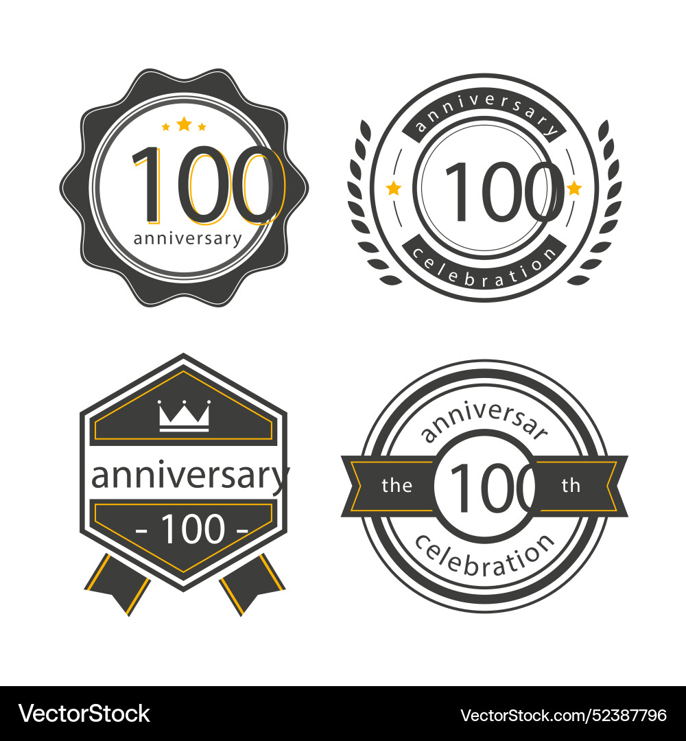 100 anniversary badge collection Royalty Free Vector Image