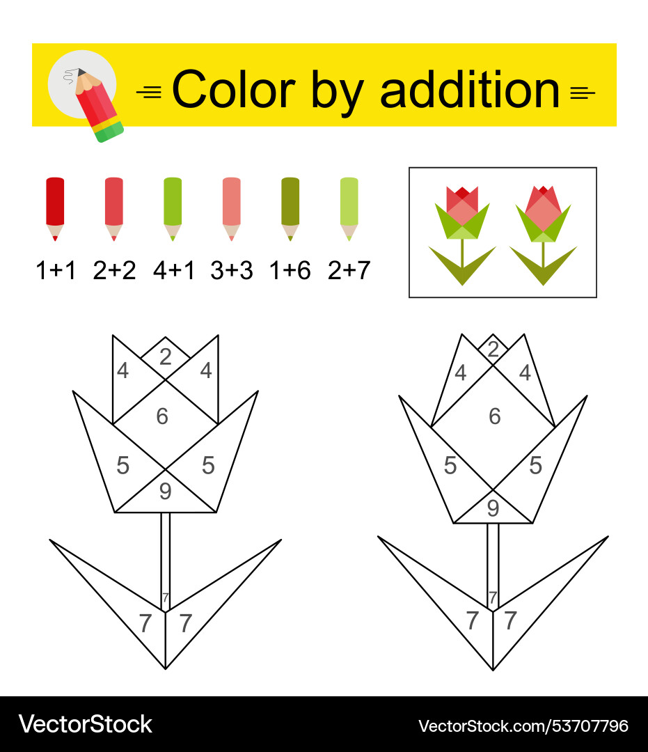 Color by addition for kids Royalty Free Vector Image