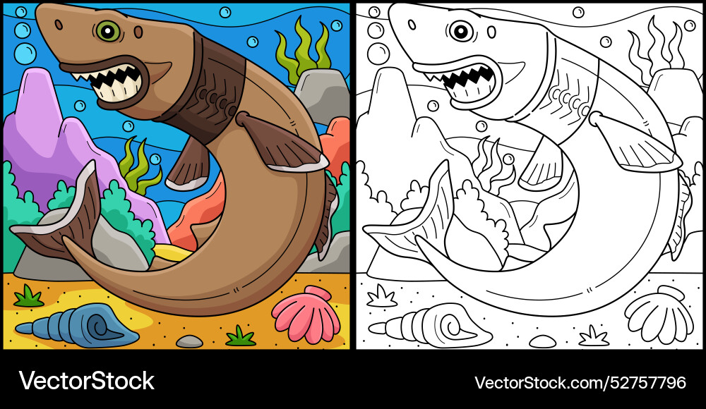 Cookiecutter shark coloring page Royalty Free Vector Image