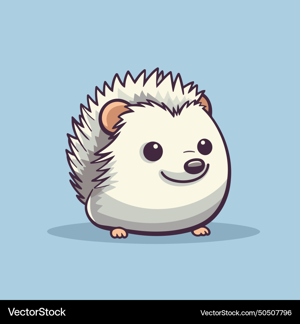 Cute hedgehog on a blue background in cartoon Vector Image