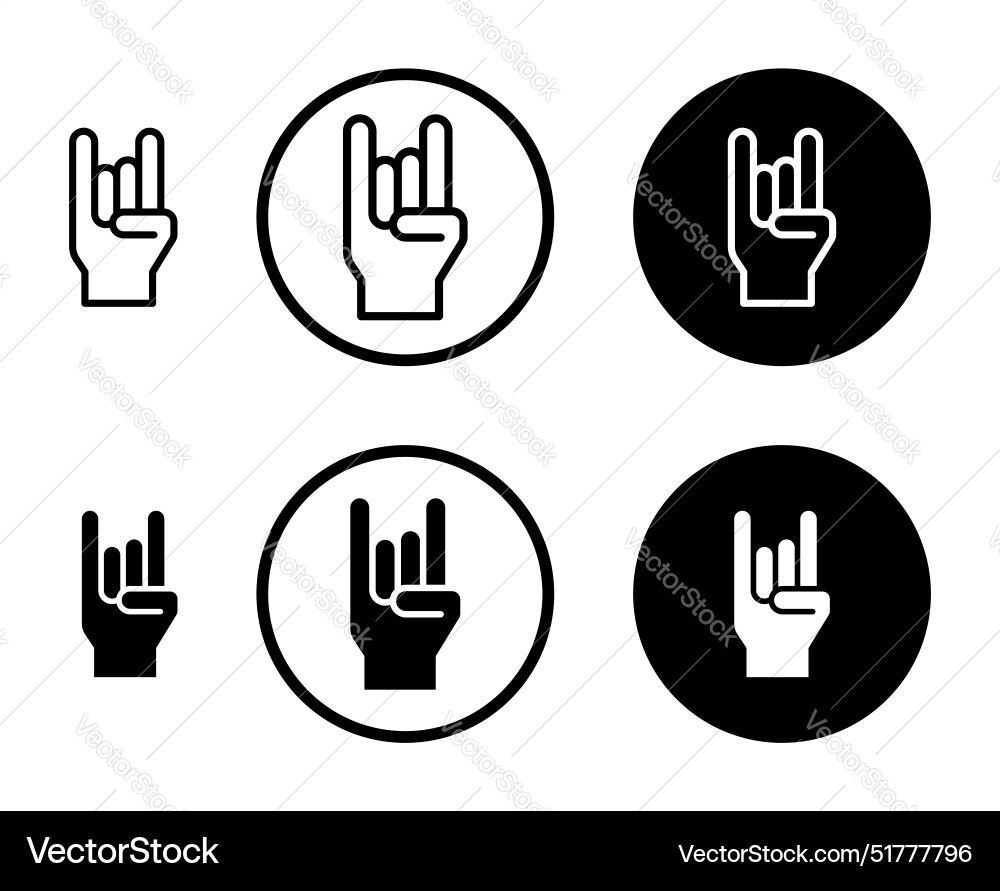 Hand horns line icon set Royalty Free Vector Image