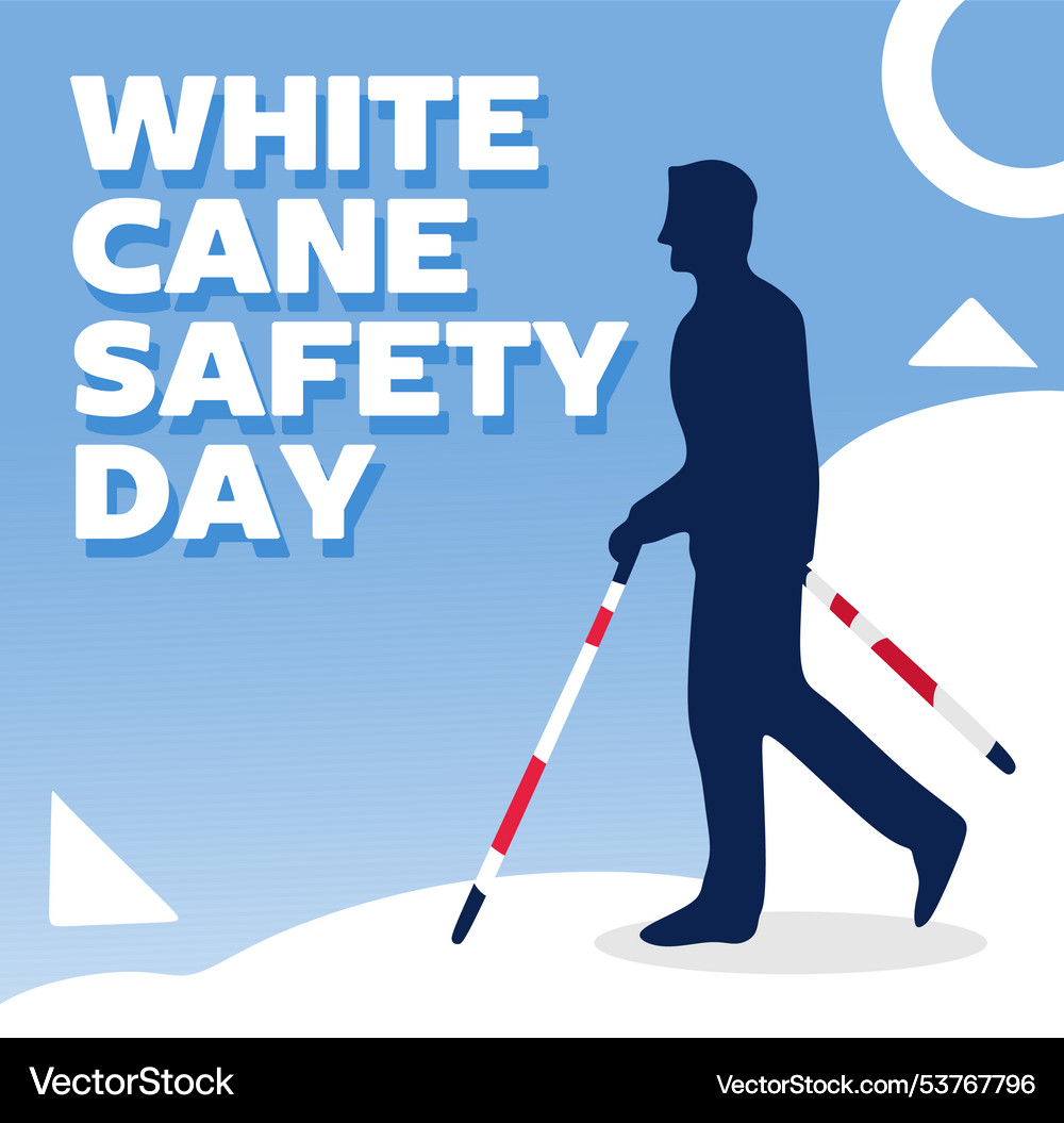 Happy white cane safety day Royalty Free Vector Image