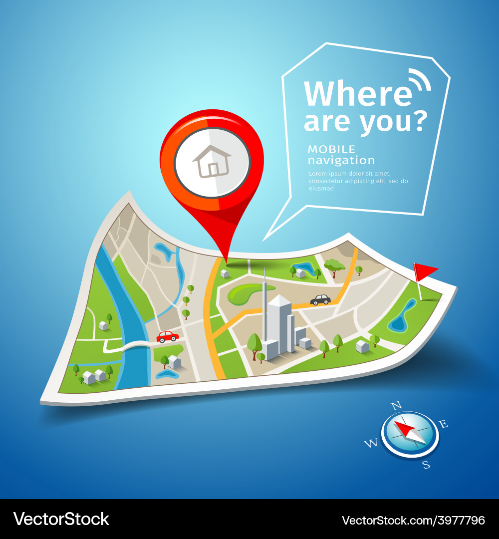 Map points navigatorfolded maps navigation Vector Image