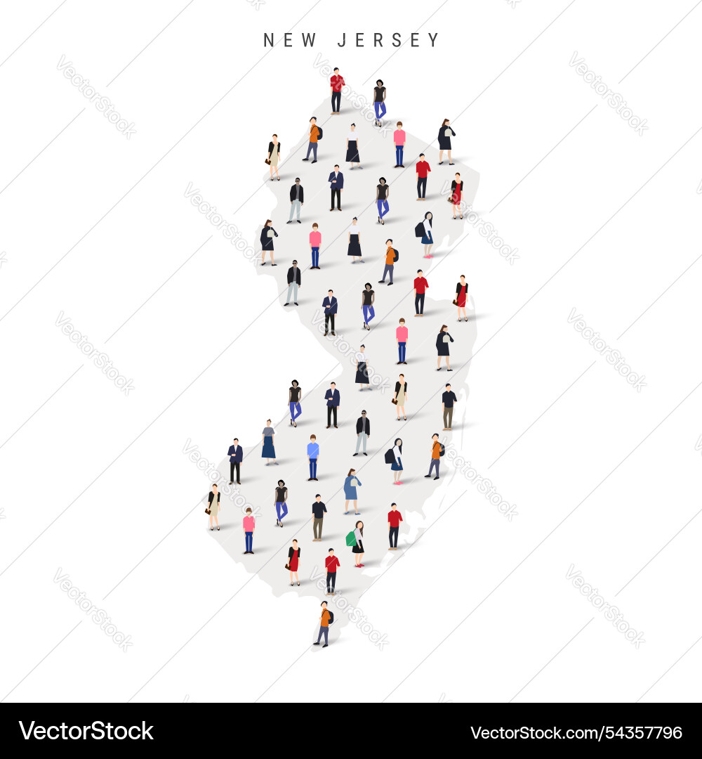New jersey us state population map large group of Vector Image