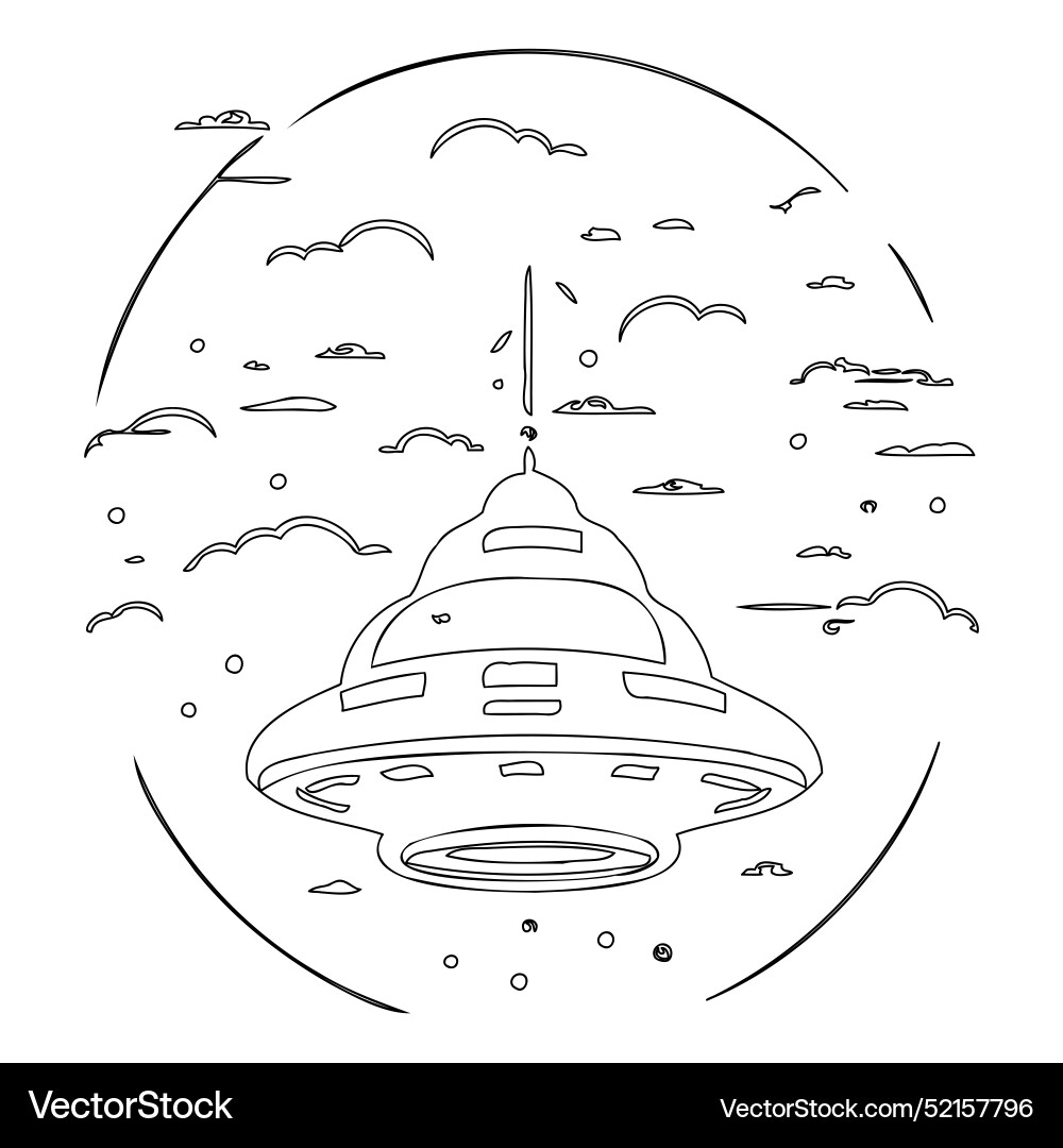 Ufo outline sketch Royalty Free Vector Image - VectorStock