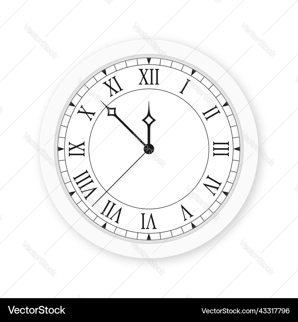 Vintage clock with roman numerals isolated Vector Image