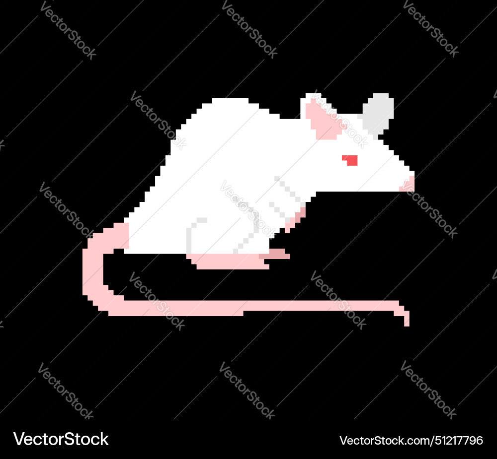 White laboratory mouse pixel art 8 bit Royalty Free Vector
