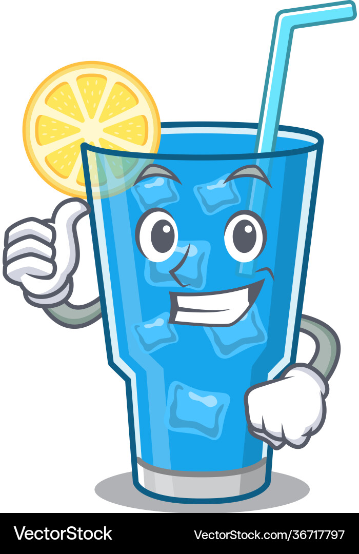 Blue lagoon cocktail cartoon character design Vector Image