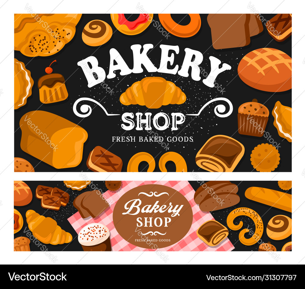 Bread and bakery pastry poster Royalty Free Vector Image