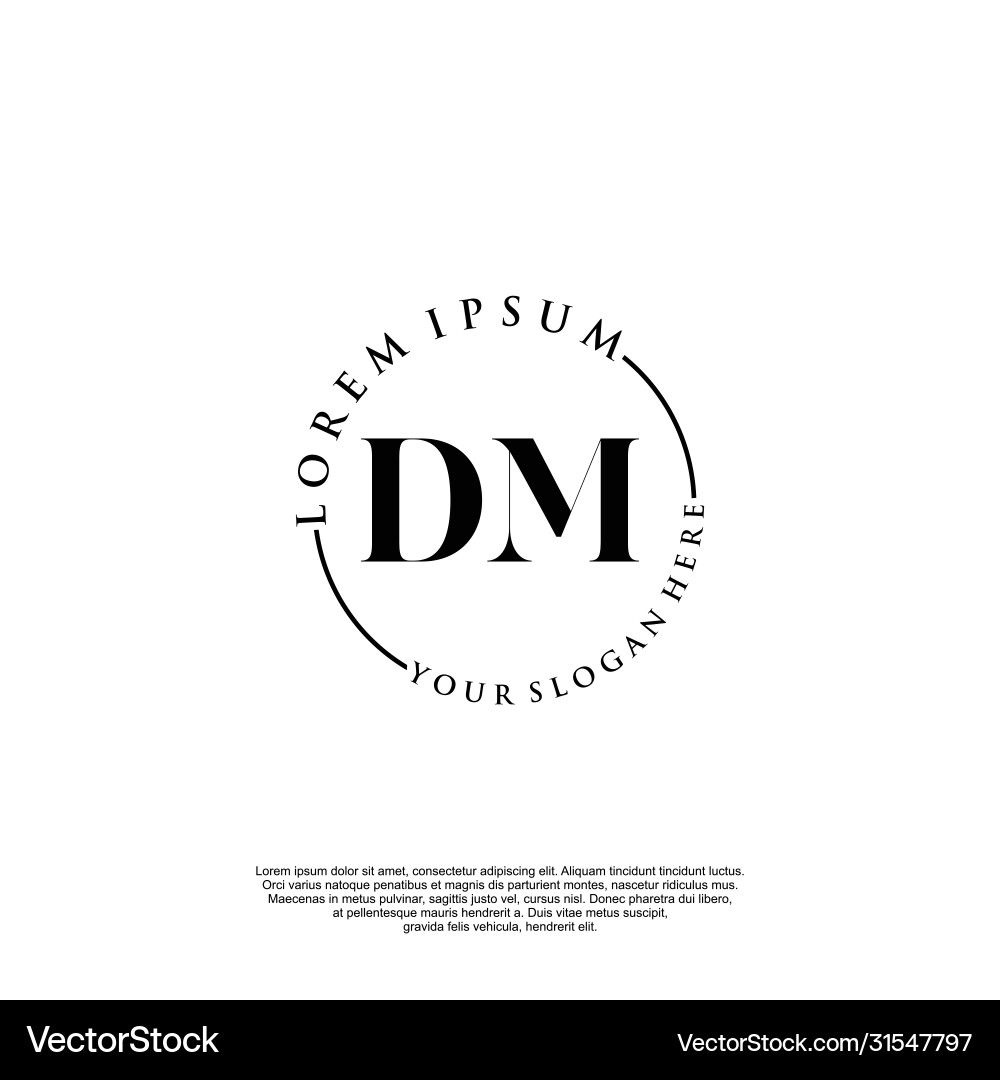 Dm initial handwriting logo design Royalty Free Vector Image