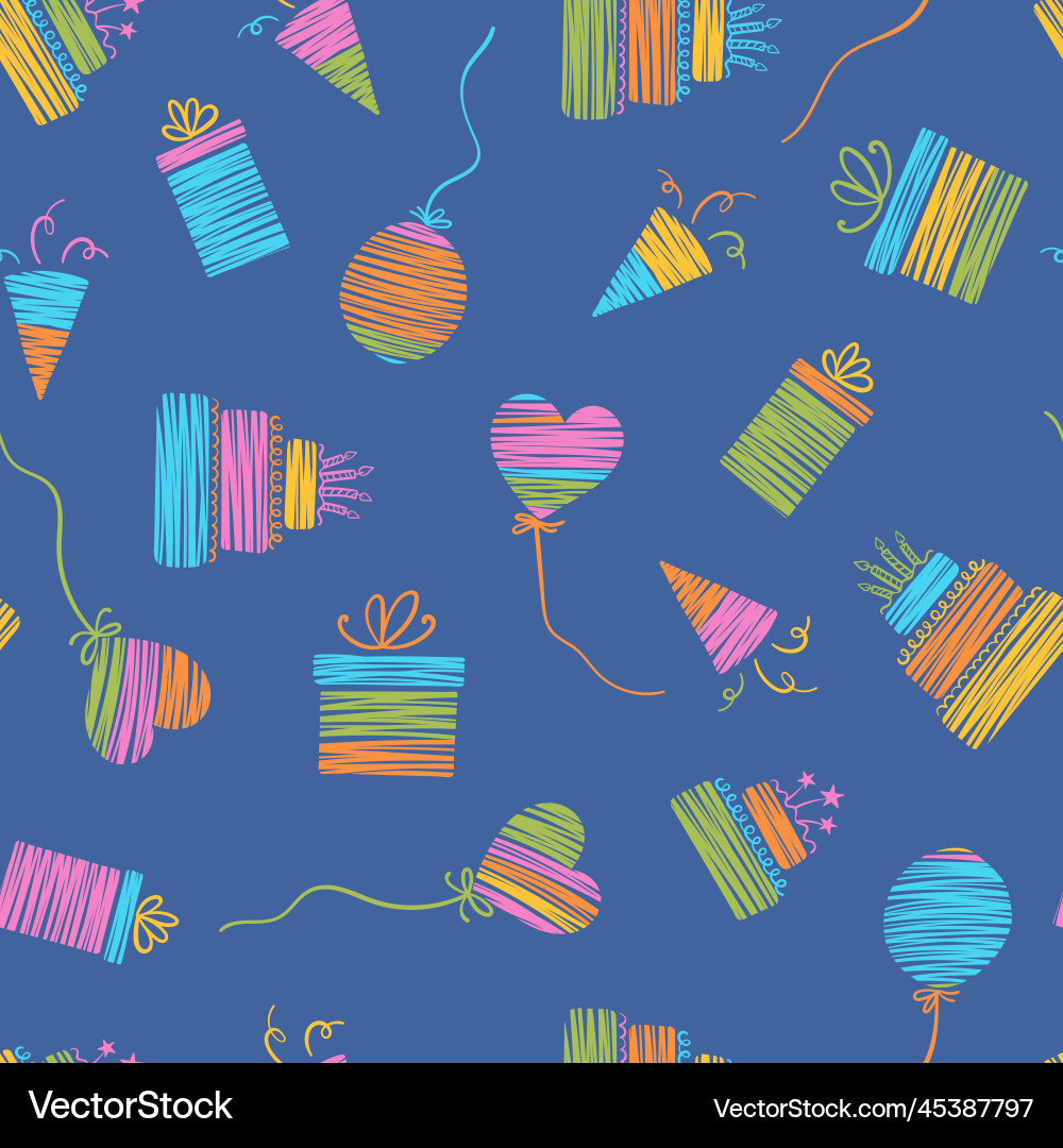 Fun hand drawn party seamless background Vector Image
