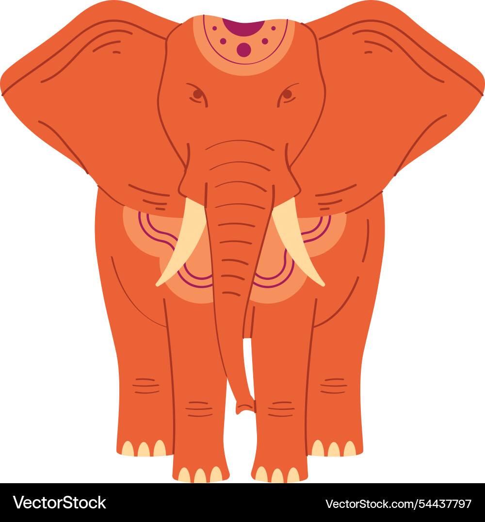 Hindu elephant front view Royalty Free Vector Image