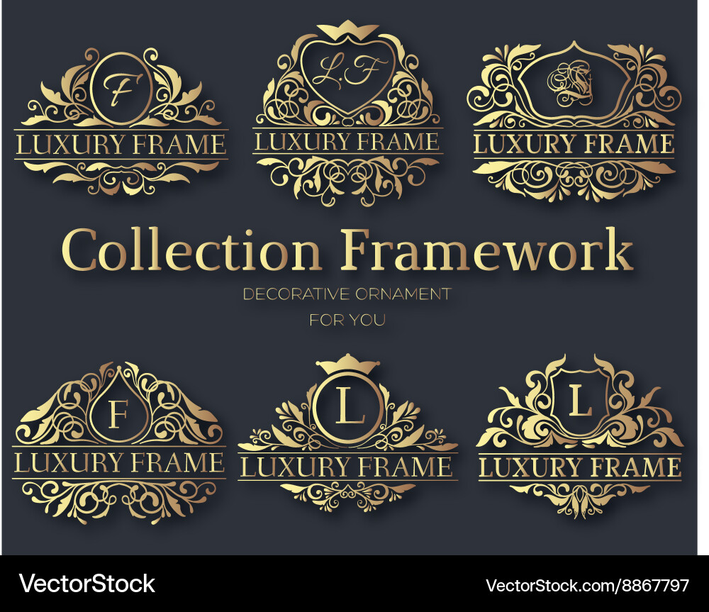Luxury gold label collection design set Royalty Free Vector