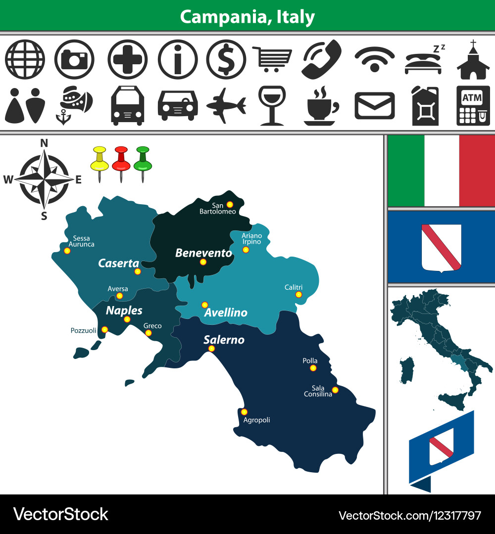 Map of campania Royalty Free Vector Image - VectorStock