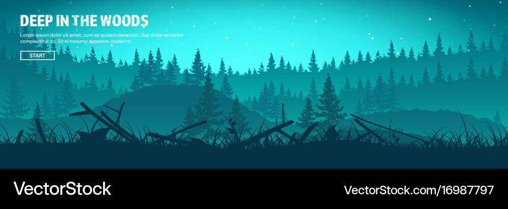 Mountains and forest header wild nature landscape Vector Image