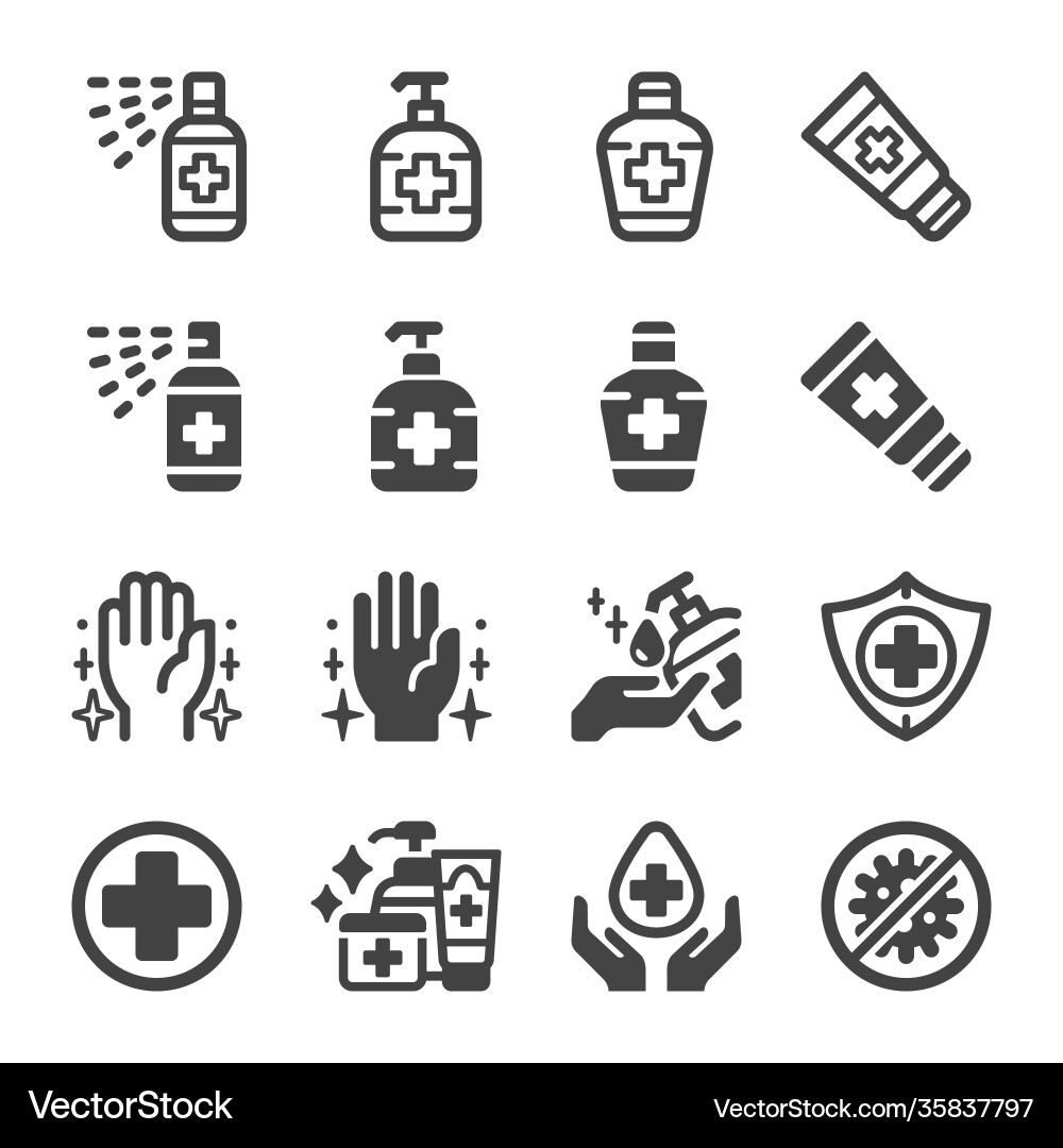 Sanitizer icon set Royalty Free Vector Image - VectorStock