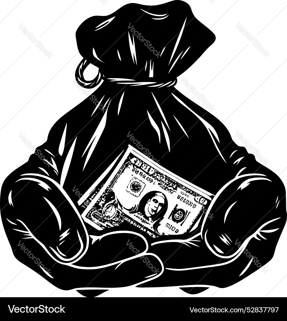 Secure wealth hands holding money emblem cash Vector Image