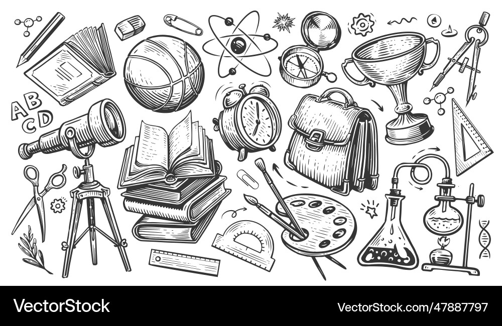Set of school supplies Royalty Free Vector Image