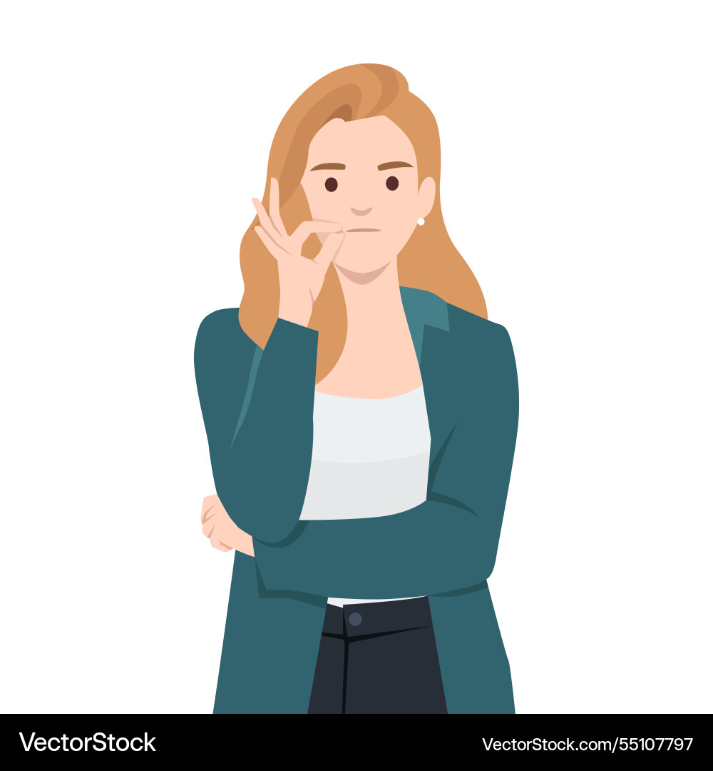 Woman making a silence gesture by forming Vector Image