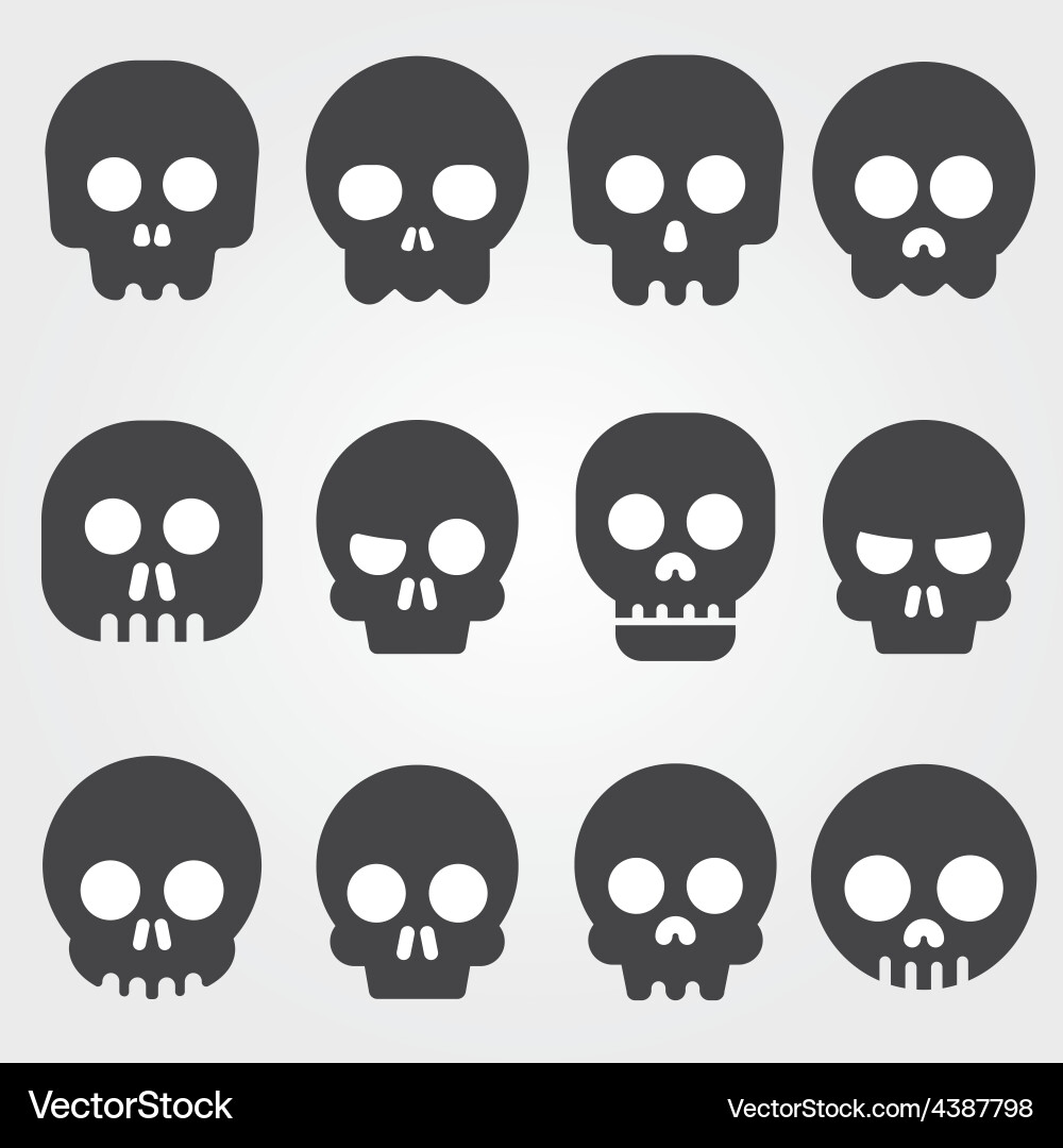 Cartoon Skull Icon Collection Royalty Free Vector Image