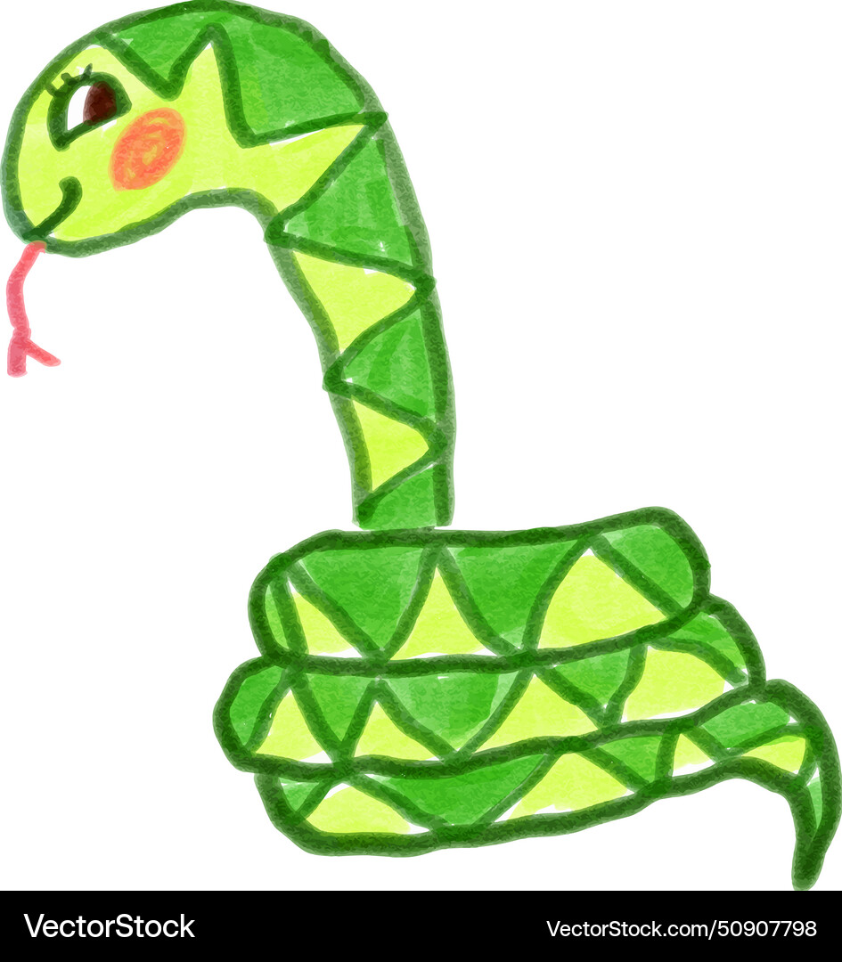 Child drawing of cute snake Royalty Free Vector Image