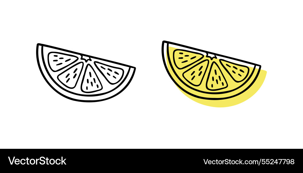 Doodle hand drawn lemon slice icon single Vector Image