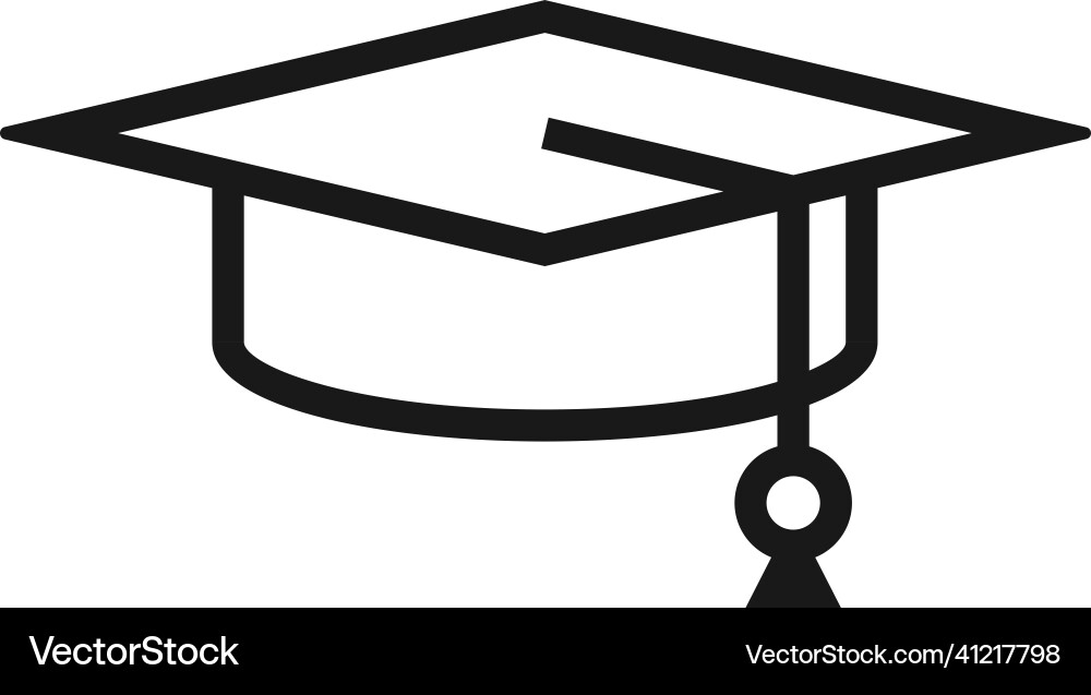 Graduation cap icon student hat in linear style Vector Image