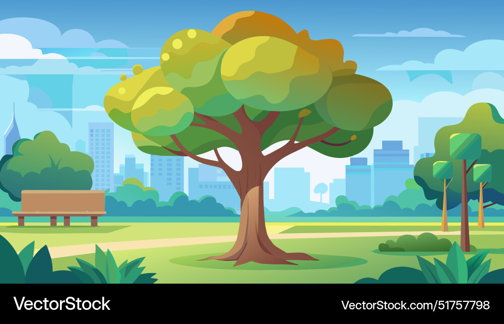 Park garden with tree nature background Royalty Free Vector