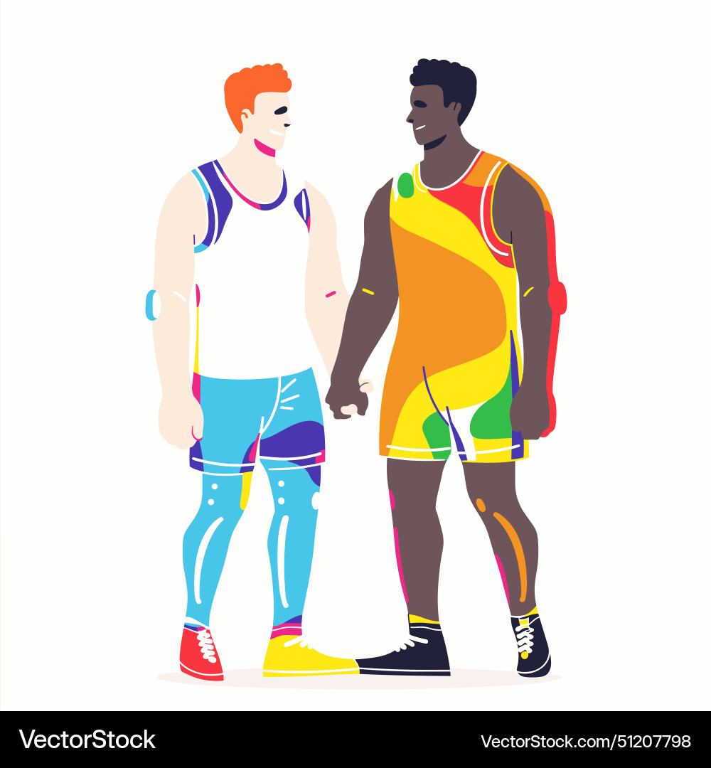 Two men engage friendly handshake exemplifying Vector Image