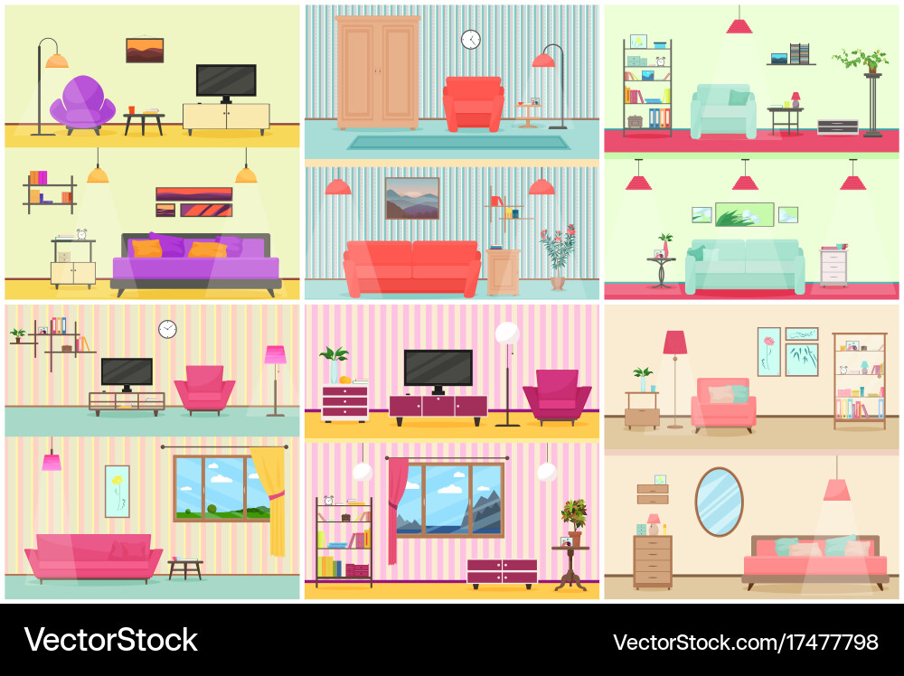 Various flat cartoon Royalty Free Vector Image