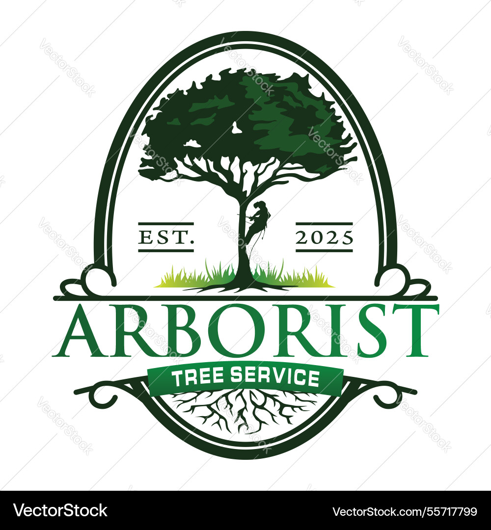 Arborist tree services logo design Royalty Free Vector Image