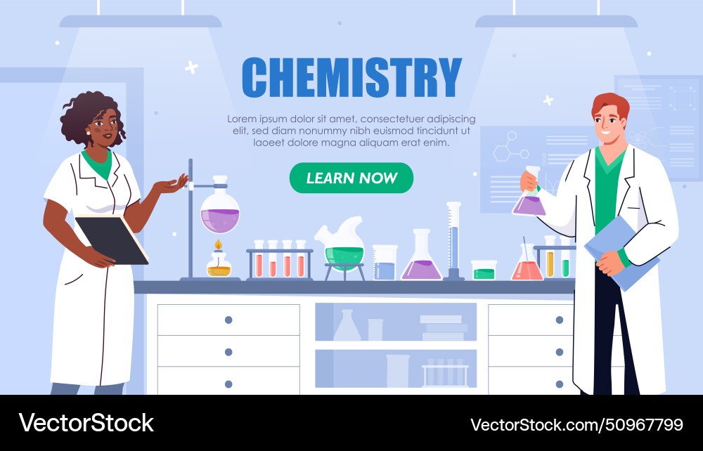 Chemists in lab poster Royalty Free Vector Image