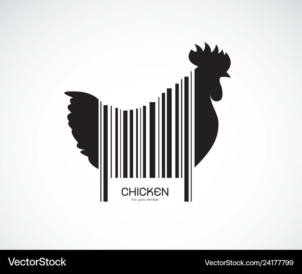 Chicken on the body is a barcode farm animals Vector Image
