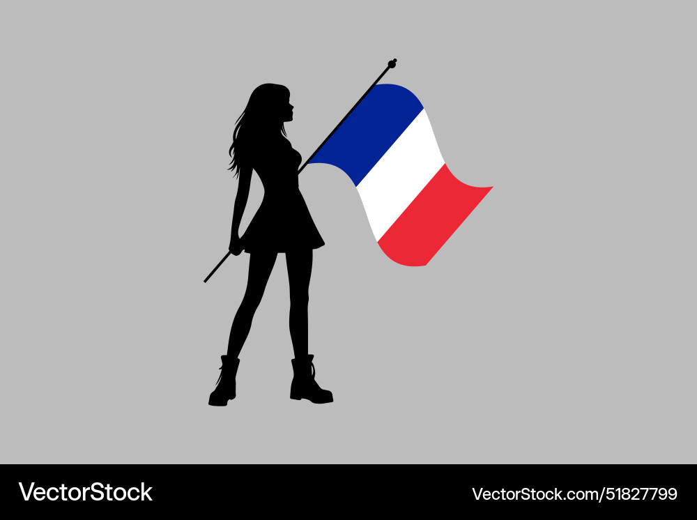 France girl with flag Royalty Free Vector Image